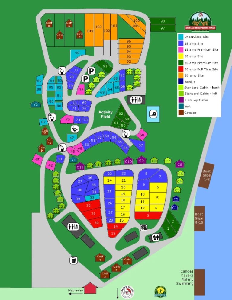 Campground Map - Santa's Whispering Pines Campground